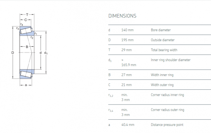 T4CB 140 Tapered roller bearings, single row T4CB140 , T4CB 140