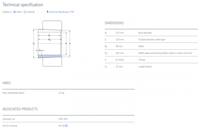 Withdrawal sleeves AHX 3226 G , AHX3226G