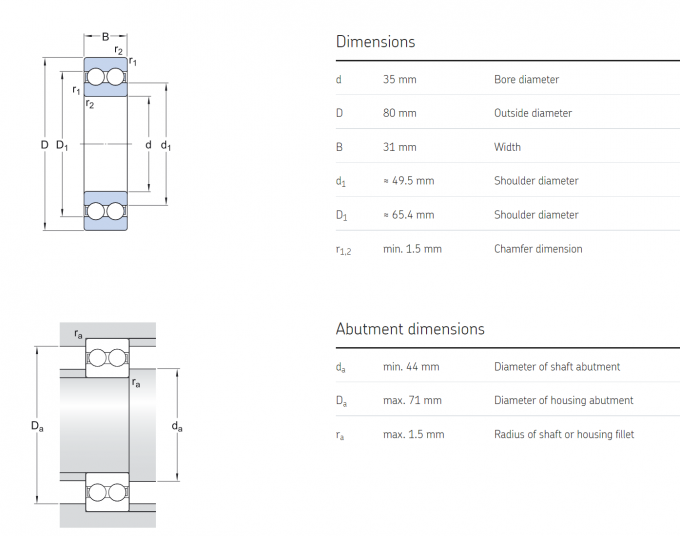 Double row deep groove ball bearing 4307 ATN9